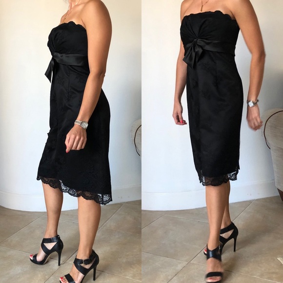 White House Black Market | Dresses | Whbm Lace Overlay Strapless Formal Black Dress | Poshmark